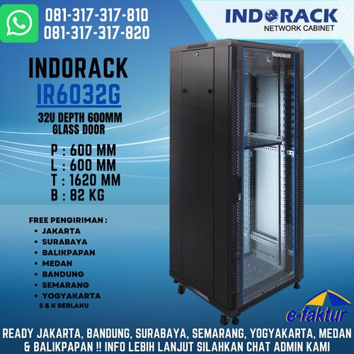 Jual INDORACK CLOSE RACK 32U DEPTH 600MM GLASS DOOR - IR6032G RACK ...
