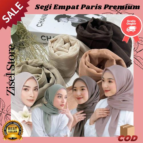 Promo PROMO Hijab Segi Empat Paris Premium Polos Jilbab Paris Voal ...