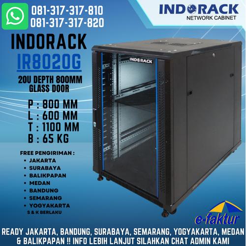 Jual INDORACK CLOSE RACK 20U DEPTH 800MM GLASS DOOR - IR8020G RACK ...
