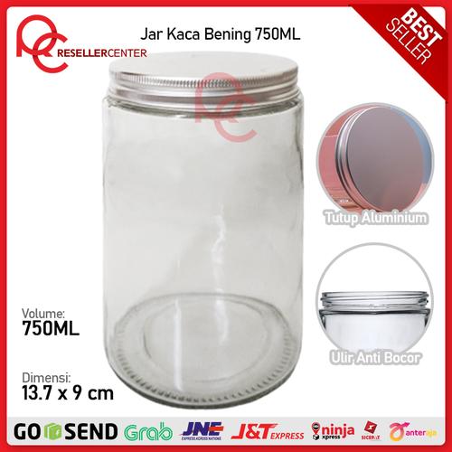 Jual Jar Kaca Bening 200ML 400ML 500ML 750ML Bulat Tutup Aluminium ...