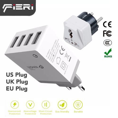 Promo Fieri Charger Adaptor 2.1 A - 4 Port USB Certified CE FCC CCC ...