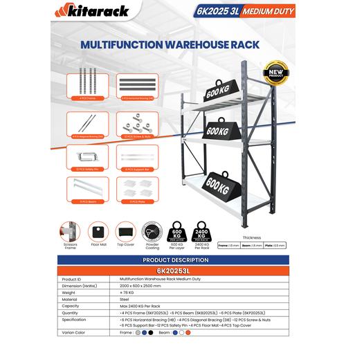 Promo KITARACK 6K2025 3L- RAK GUDANG 2000 X 600 X 2500MM 600KG/LAYER ...