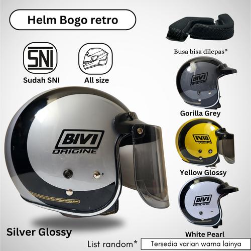 Jual Helm Bogo Retro Classic Full Face Motif Origin - ORIGIN SILVER ...