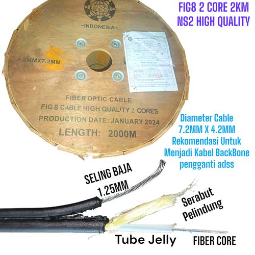 Promo kabel fo fig8 2 core jelly tube NS2 high quality 2km fiber optic ...