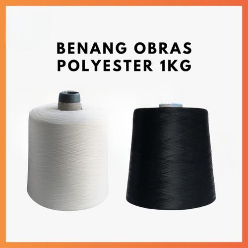 Jual Benang Jahit Obras Bahan Polyester 1 Kg Warna Hitam Putih Per Roll ...