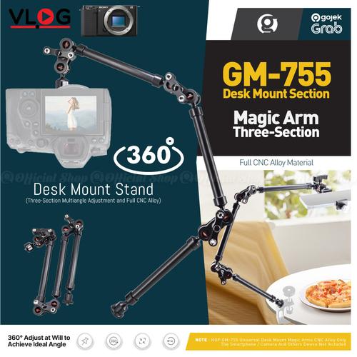 Jual HOP GM-755 Metal Magic Arm 3 Section 360 Lazy Stand for HP DSLR ...