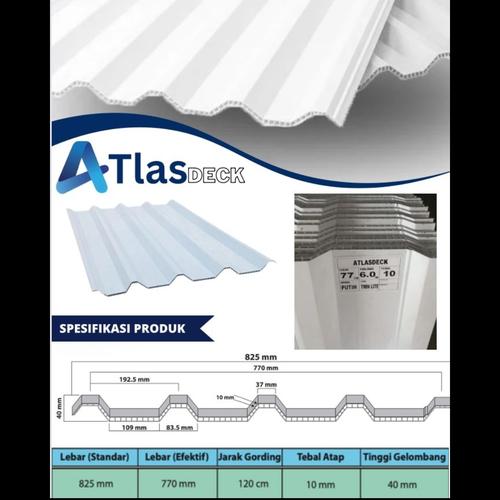 Jual ATAP UPVC ROOF ATLAS DECK 10MM LEBAR 825 MM (EFEKTIF 770 MM) - Kab ...
