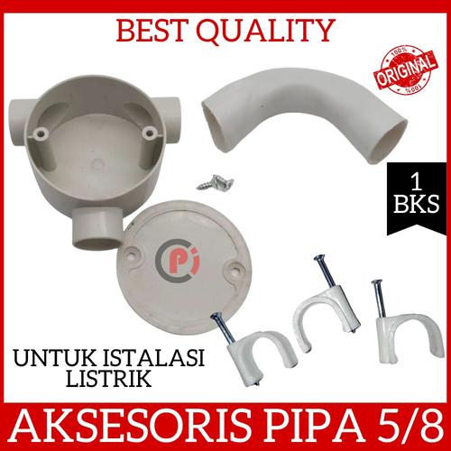 Jual Aksesoris Pipa Listrik Ukuran 5/8 Inch T Dus Elbow Knee Keni Klem ...
