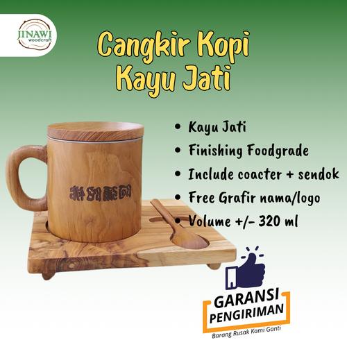 Jual Mug kayu jati + grafir - Kab. Brebes - Jinawi Woodcraft | Tokopedia