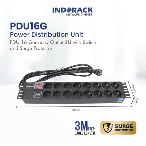 Jual PDU16G Power Distribution Unit INDORACK 16 Outlet 2U With Switch ...