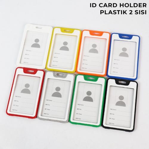 Jual id card frame holder plastik 2 sisi kartu depan belakang name tag ...