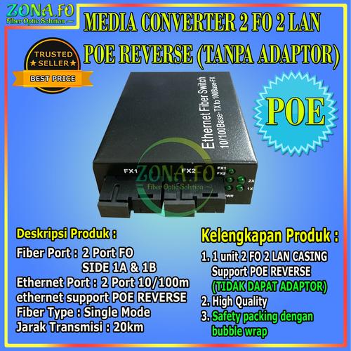 Promo Media Converter 2 FO 2 LAN POE Switch Fiber Optic HTB 2 SC 10/100 ...