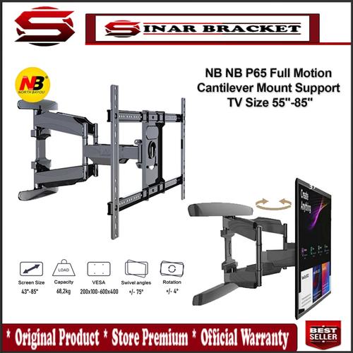 Jual NORTH BAYOU NBP65 / NB P65 Bracket TV Swivel HEAVY DUTY 55-85 inch ...