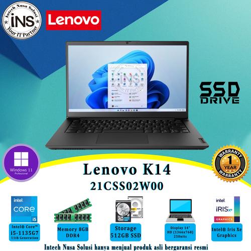 Jual Lenovo K14 2W00 i5-1135G7 8GB 512GB SSD Intel Iris Xe WIN11PRO 1YR ...