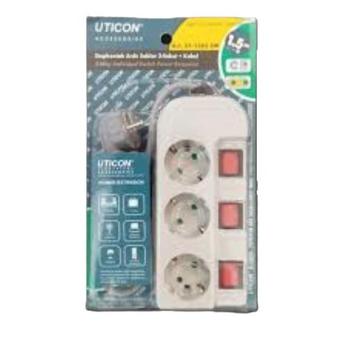 Promo Stop Kontak / Colokan Listrik Uticon 3 Lubang + Saklar Switch On ...