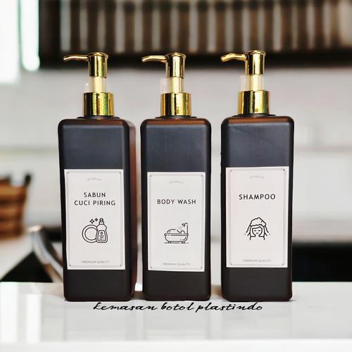 Jual Botol Reffil 500 ml kotak hitam doff botol isi ulang sabun cair ...