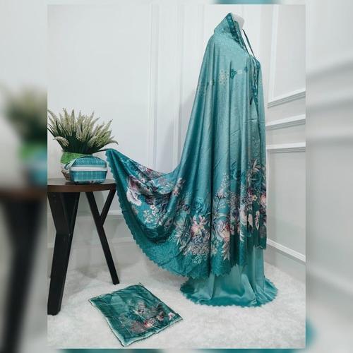 Jual MUkena flanel 2in1 motif rose lasercut free sajadah/ mukena fanel - tosca - Jakarta Barat ...