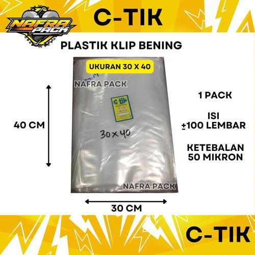 Jual Plastik Klip bening C-TIK ukuran 30x40 plastik klip bening cetik ...