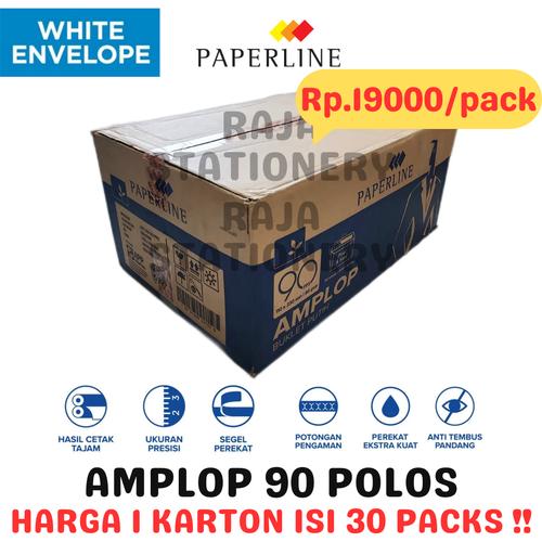 Promo AMPLOP PAPERLINE 90 POLOS PUTIH WHITE ENVELOPE KARTON DUS PPS ...