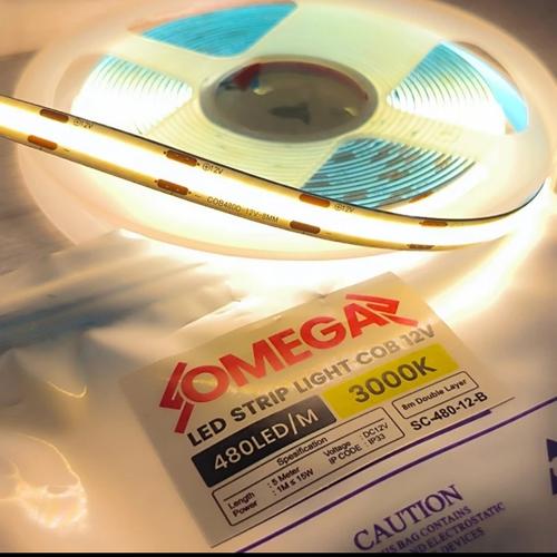 Jual OMEGA LED STRIP LIGHT COB 12V INDOOR 480LED/M 5M IP33 WARM WHITE ...