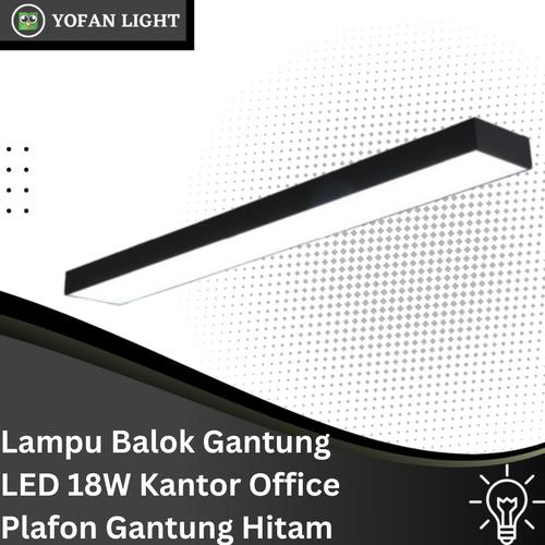 Jual Lampu Balok TL LED 18W Kantor Office Plafon Gantung (Hitam) - Kota ...