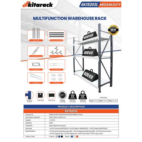 Promo KITARACK 6K1520 3L- RAK GUDANG 1500 X 600 X 3000MM 3LAYER 600KG ...
