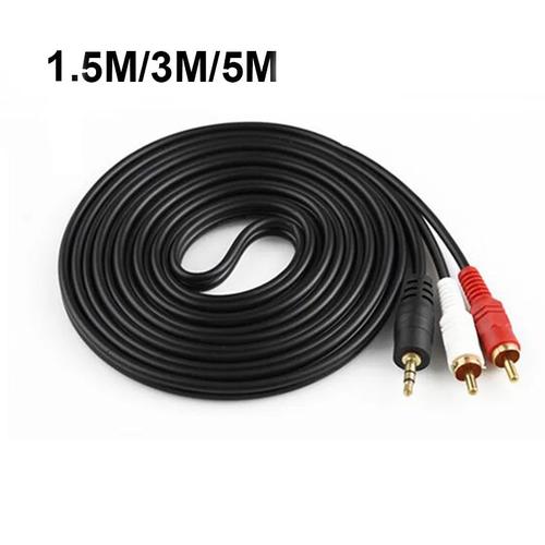 Jual Kabel Jack Audio to 2 Rca Gold Plated 1.5 / 3 / 5 Meter 1- 2 Audio ...
