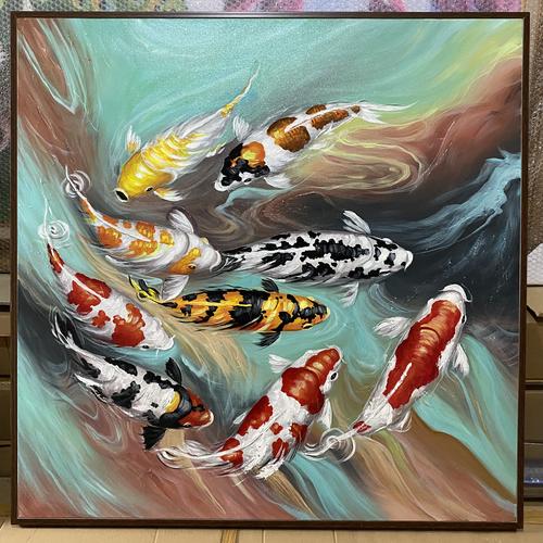 Jual lukisan ikan koi fengshui palet - Plus frame - Kab. Bandung ...