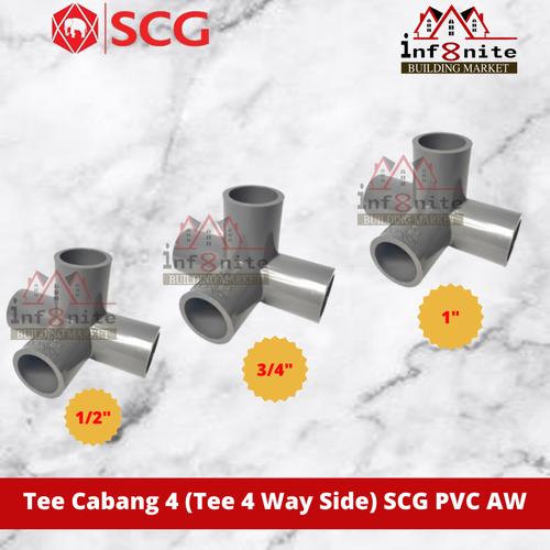 Jual T 4 Way Side Tee Cabang 4 Sudut SCG SCG Pvc AW 1/2" 3/4" 1" Inch - 1/2 Inch - Kota Bandung ...