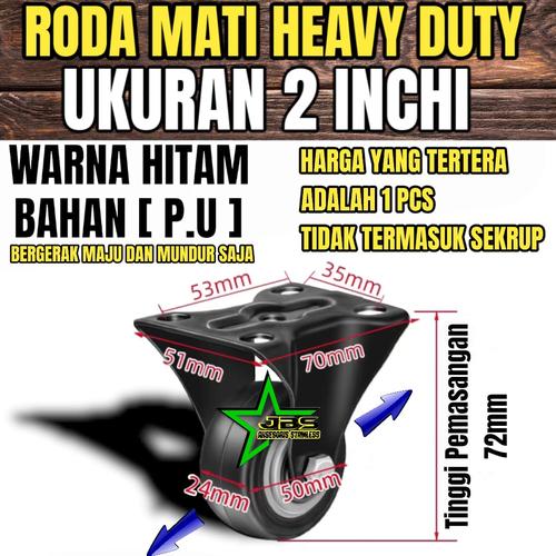Jual RODA TROLI 2" INCH HEAVY DUTY HITAM PU PVC + BEARING - RODA CASTER ...