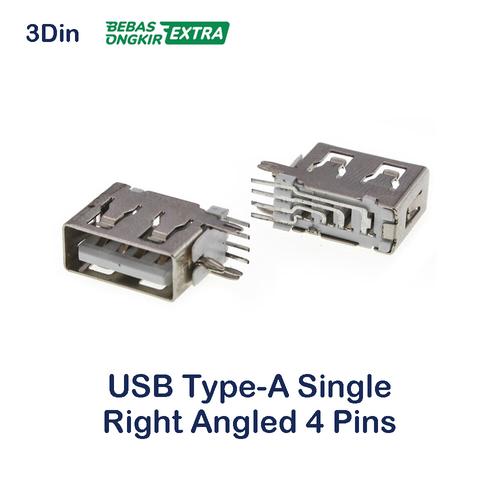 Jual USB Female Type-A A Single Angle 4P 4 Pin PCB Mount Socket - Kota ...