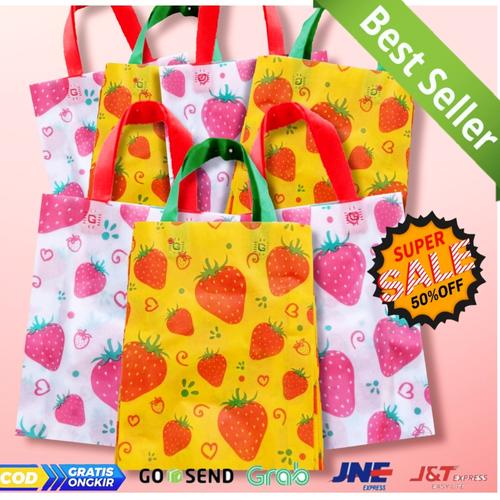 Jual [J-NICHOLAS STORE] TAS Belanja Strawberry / tote bag strawberry ...