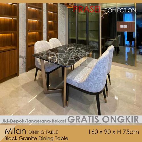Jual MILAN - Black Granite Dining Table Meja Makan Granit Hitam - 120 x ...