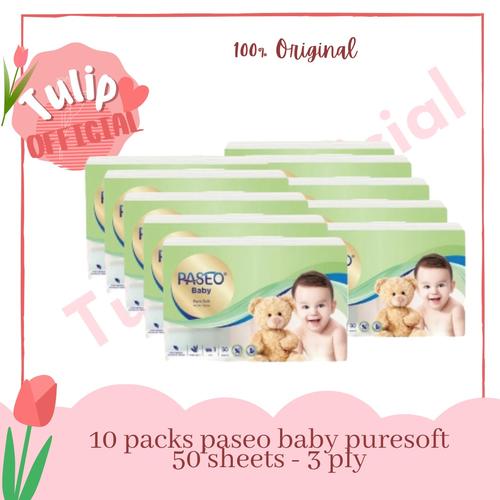 Jual PAKET HEMAT 10 Pack Tissue PASEO BABY Pure Soft Travel 50 Sheets 3 ...
