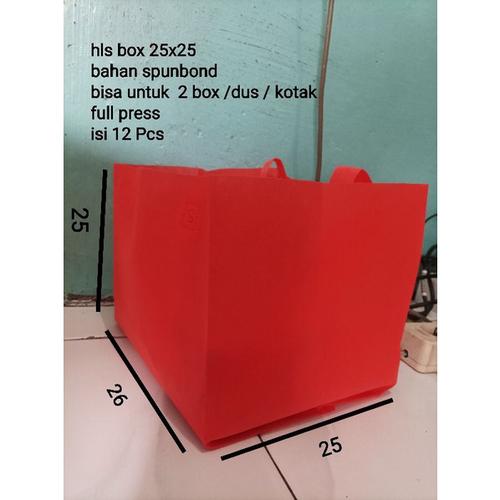 Jual tas hls box ukuran 25 x 25cm tas spunbond isi box nasi tas kue ...
