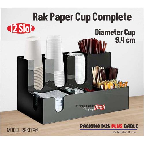 Jual RAK DISPENSER / ORGANIZER PAPER CUP COFFEE CUP 12 SLOT MULTI BISA ...