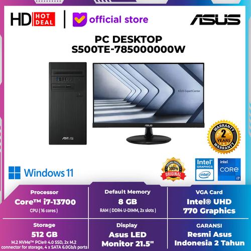 Promo ASUS PC DESKTOP S500TE-785000000W INTEL CORE i7-13700 8GB 512GB ...
