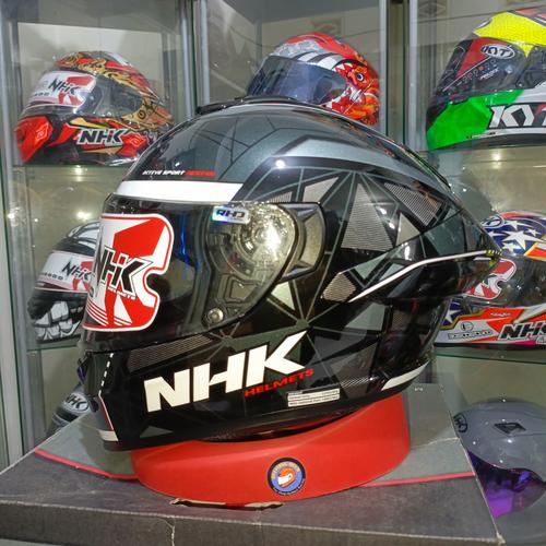 Jual HELM NHK MARK 1 TRIANGLE BLACK SILVER HELM FULL FACE SINGLE VISOR ...