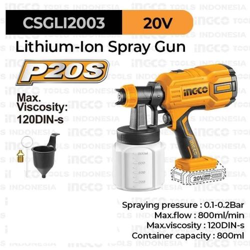 Jual INGCO CSGLI20406 SPRAY GUN CORDLESS 20V 2AH SEMPROTAN CAT ANGIN ...