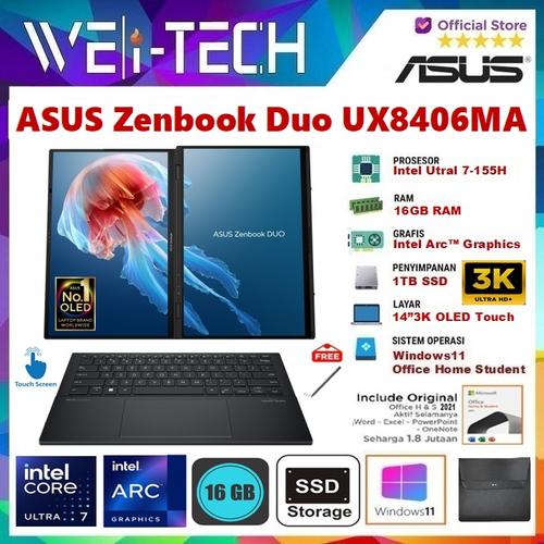 Promo ASUS Zenbook DUO UX8406MA Ultra 7 155H 16GB 1TB 14" 3K OLED W11 OHS - OLEDS711-GREY, TANPA ...