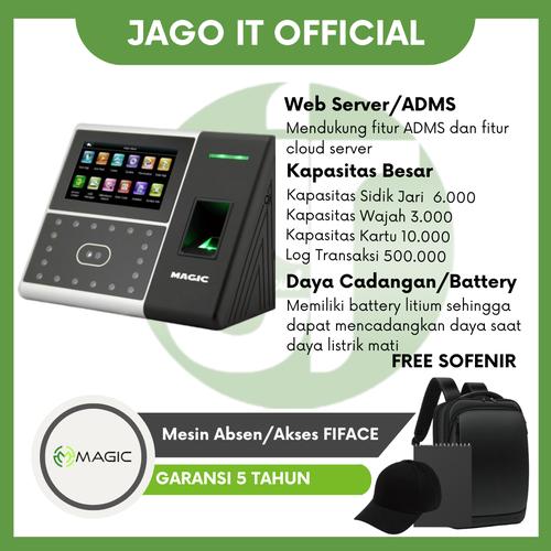 Jual Magic Fiface Mesin Absensi Sidik Jari Wajah & Kartu Kontrol Akses ...