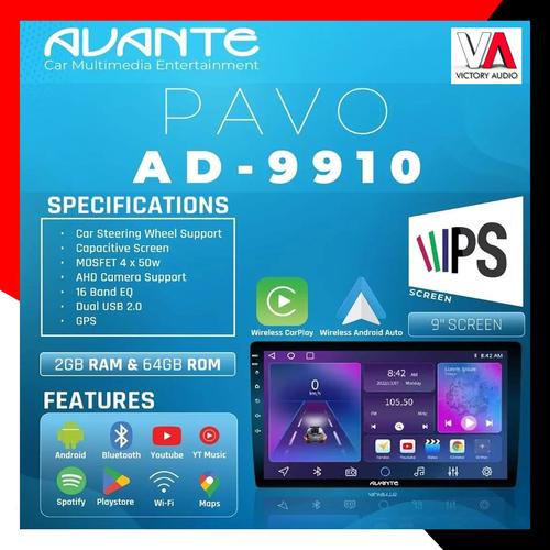 Jual Head Unit Mobil Android 9 Inch AVANTE PAVO AD-9910 RAM 2GB ROM ...