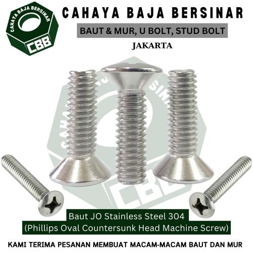 Jual Baut JO Stainless Steel 304 M5 x 25mm (Phillips Oval Countersunk ...