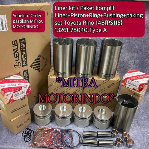 Jual Liner Kit Liner+Piston+Ring+Bushing+Paking Set Toyota Rino 14B ...