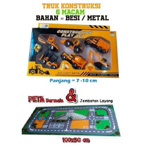 Promo Mainan Anak Laki Diecast Truk Konstruksi dan Peta Map Jalanan ...