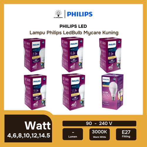 Promo Lampu Bohlam Philips LED Bulb 4W 6W 8W 10W 12W 14.5W 19W E27 MyCare - WW 3000K, 10W ...