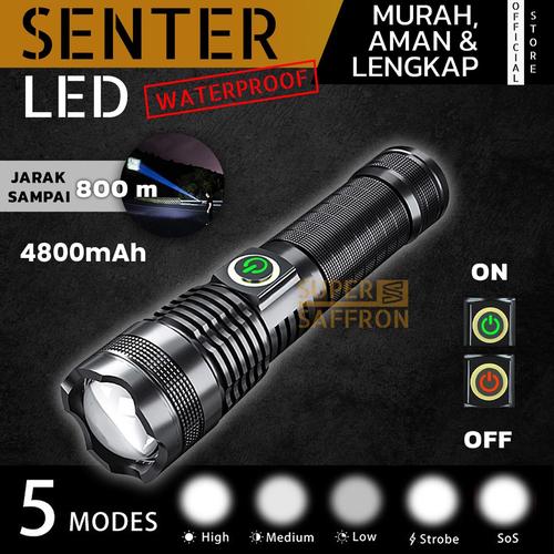 Jual Senter Swat Torch Battery 18650 High Power Super Terang Flashlight ...