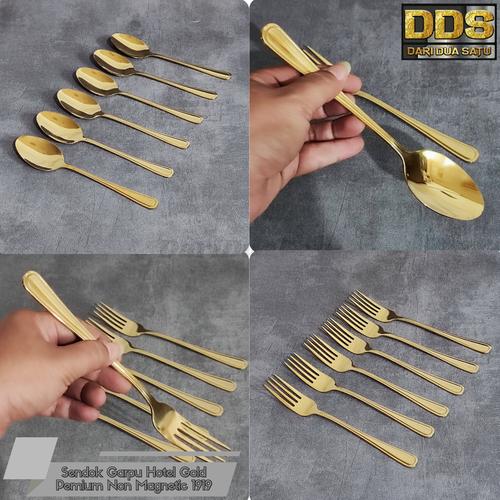 Promo Sendok Garpu Hotel Gold Stainless Tebal Premium Non Magnetic - 6 ...