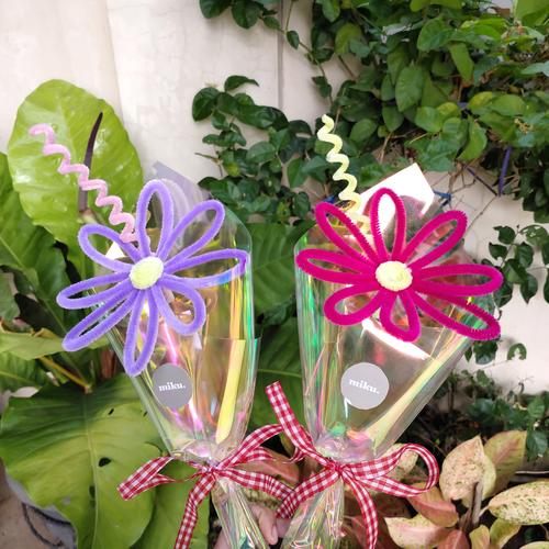 Jual Pipe Cleaner Bucket / Buket Kawat Bulu / Single Flower Hologram ...