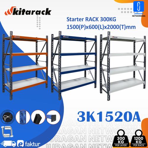 Jual RAK GUDANG BESI P 1.5M 2 METER SUSUN 300KG KITARACK STARTER RACK ...